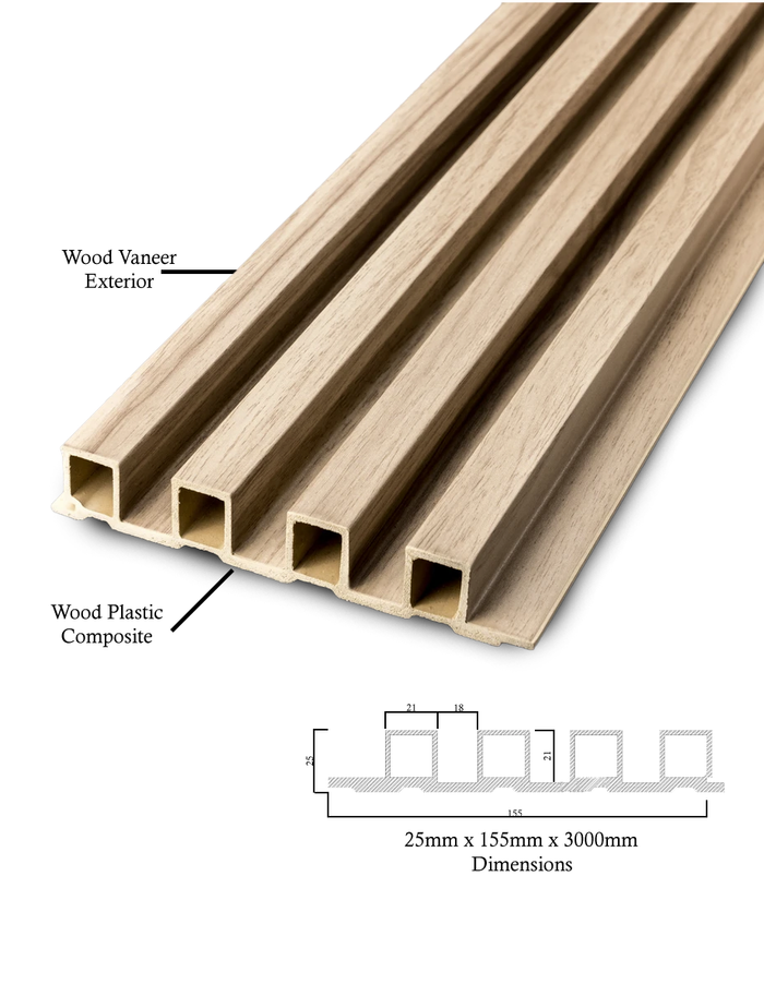 Textured Beige Thin Fluted Panel (9' x 6") – Slat Panel Wall