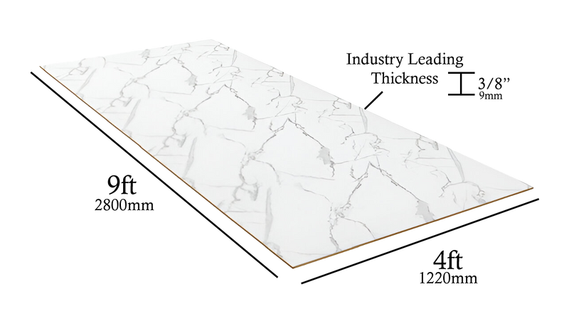 Calacatta Gold Vein PVC Tiles 9mm (9’ x 4’) – Slat Panel Wall